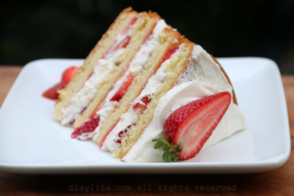 Torta o pastel de fresas con crema – Recetas de Laylita