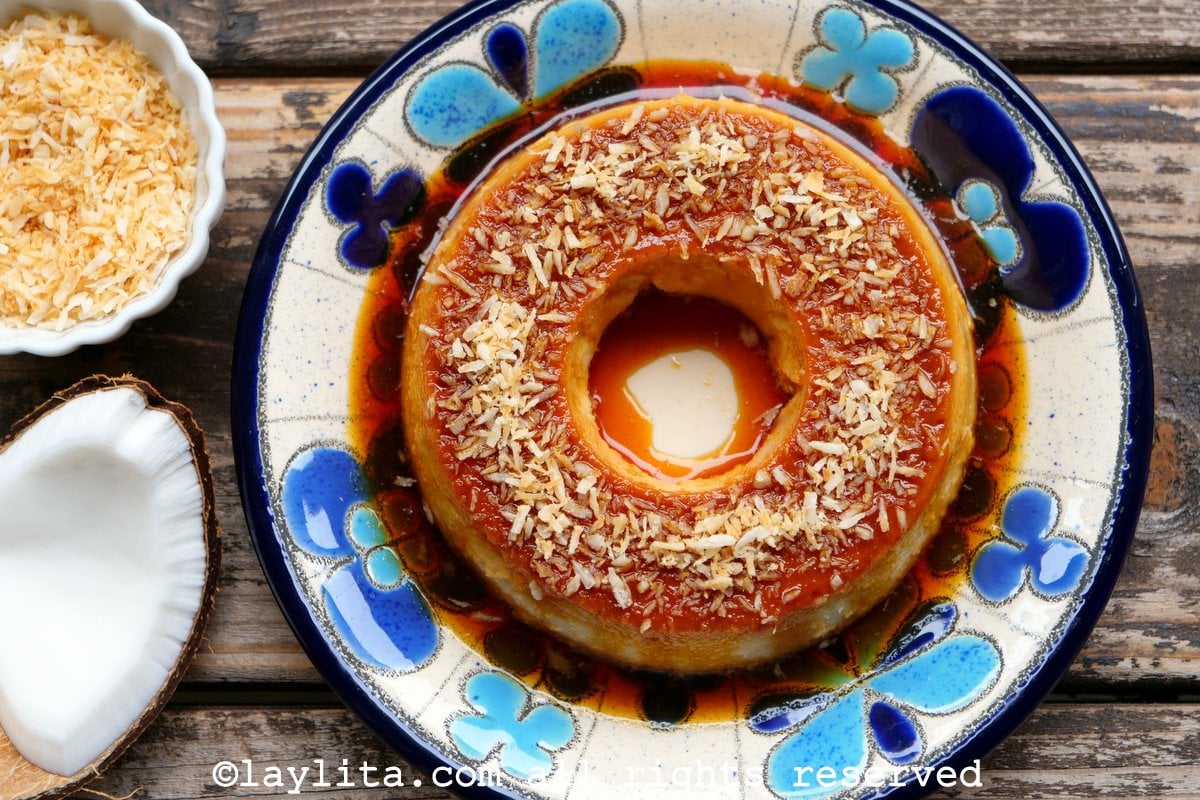Flan de coco con caramelo de naranja - Recetas de Laylita