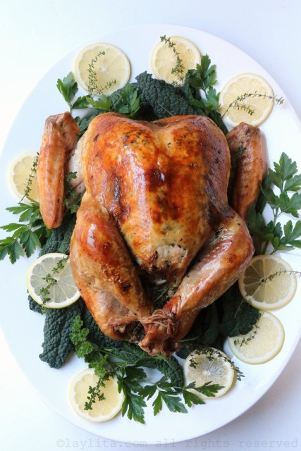 Pavo asado al horno con limón y hierbas - Recetas de Laylita