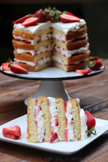 Torta o pastel de fresas con crema – Recetas de Laylita