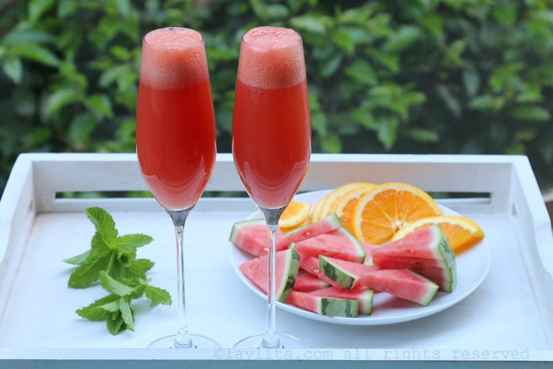 Cocktail rouge mimosa de pastèque – Recettes de Laylita