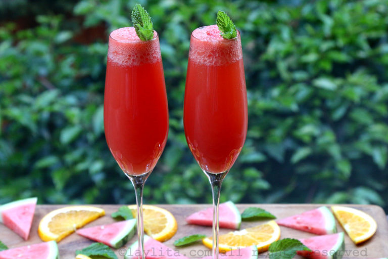 Watermelon mimosa cocktail - Laylita's Recipes