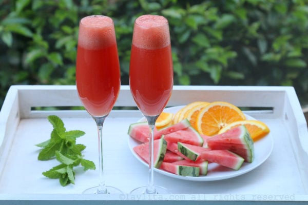 Watermelon mimosa cocktail - Laylita's Recipes