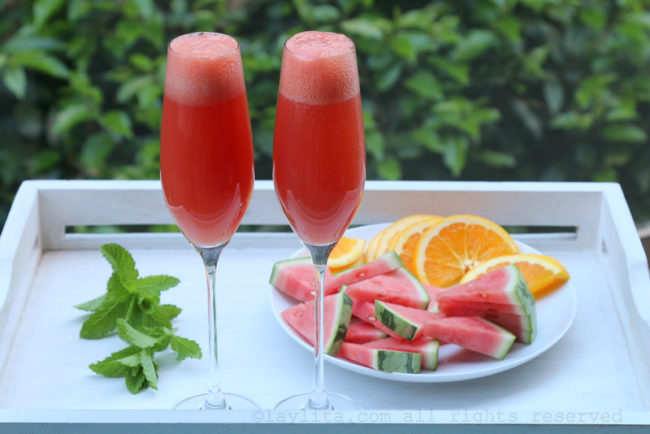 Watermelon mimosa cocktail - Laylita's Recipes
