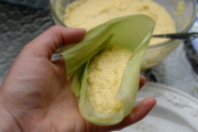 Humitas or steamed fresh corn cakes / Fresh corn tamales