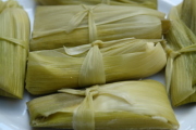 Humitas or steamed fresh corn cakes / Fresh corn tamales