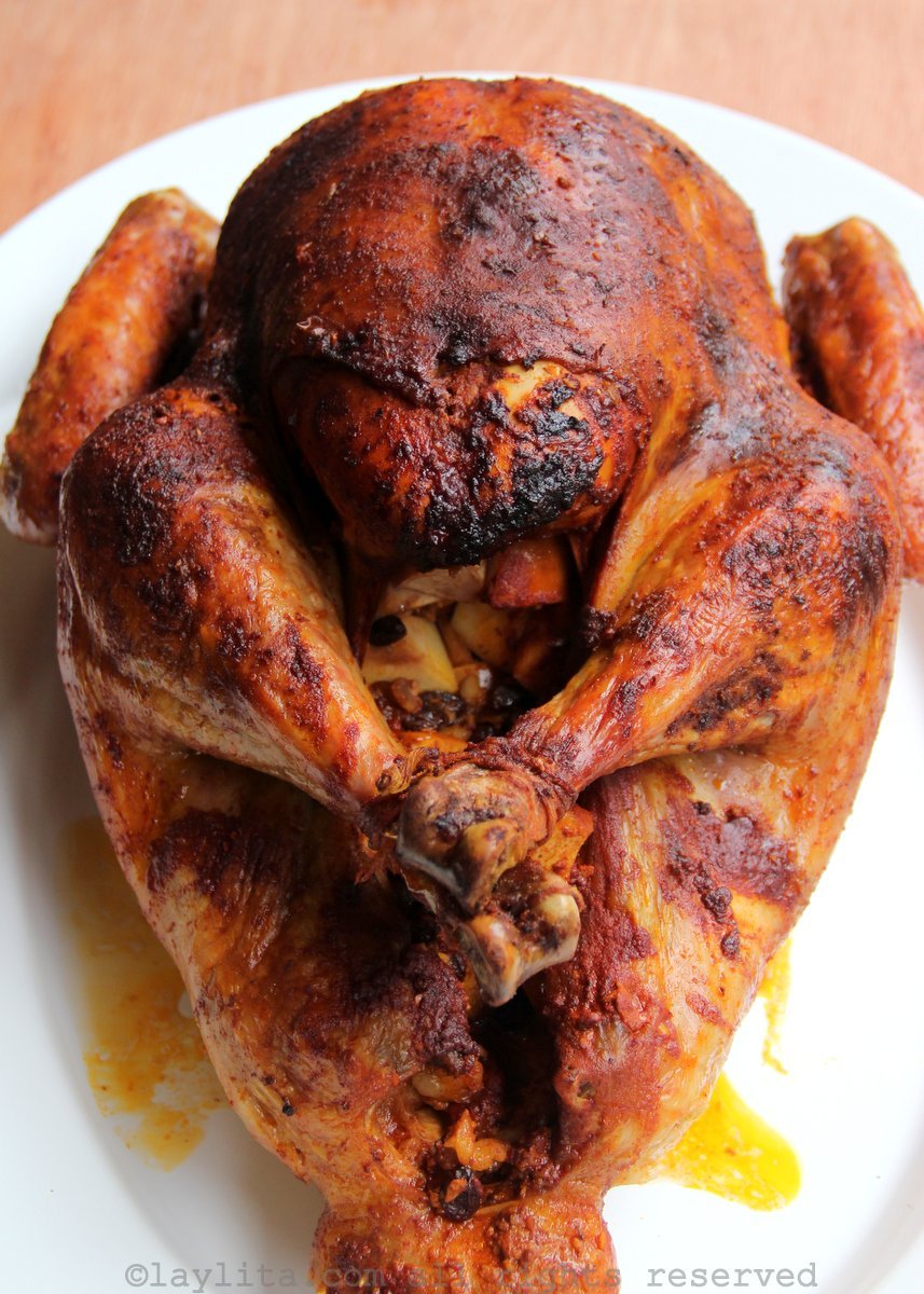 (Pavo Navideño a lo criollo) Latin style achiote roasted turkey ...